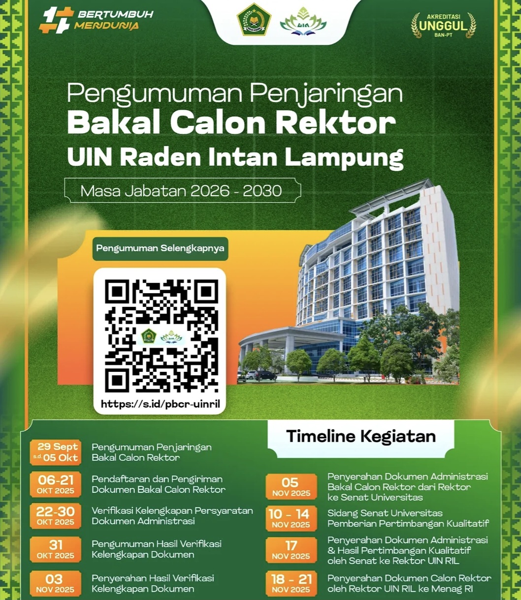 UIN RIL Buka Penjaringan Bakal Calon Rektor, Ini Deretan Nama 10 Calon ...